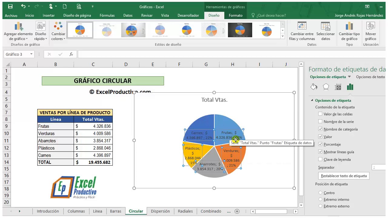 Cómo hacer un diagrama circular con porcentajes en Excel - Recursos Excel