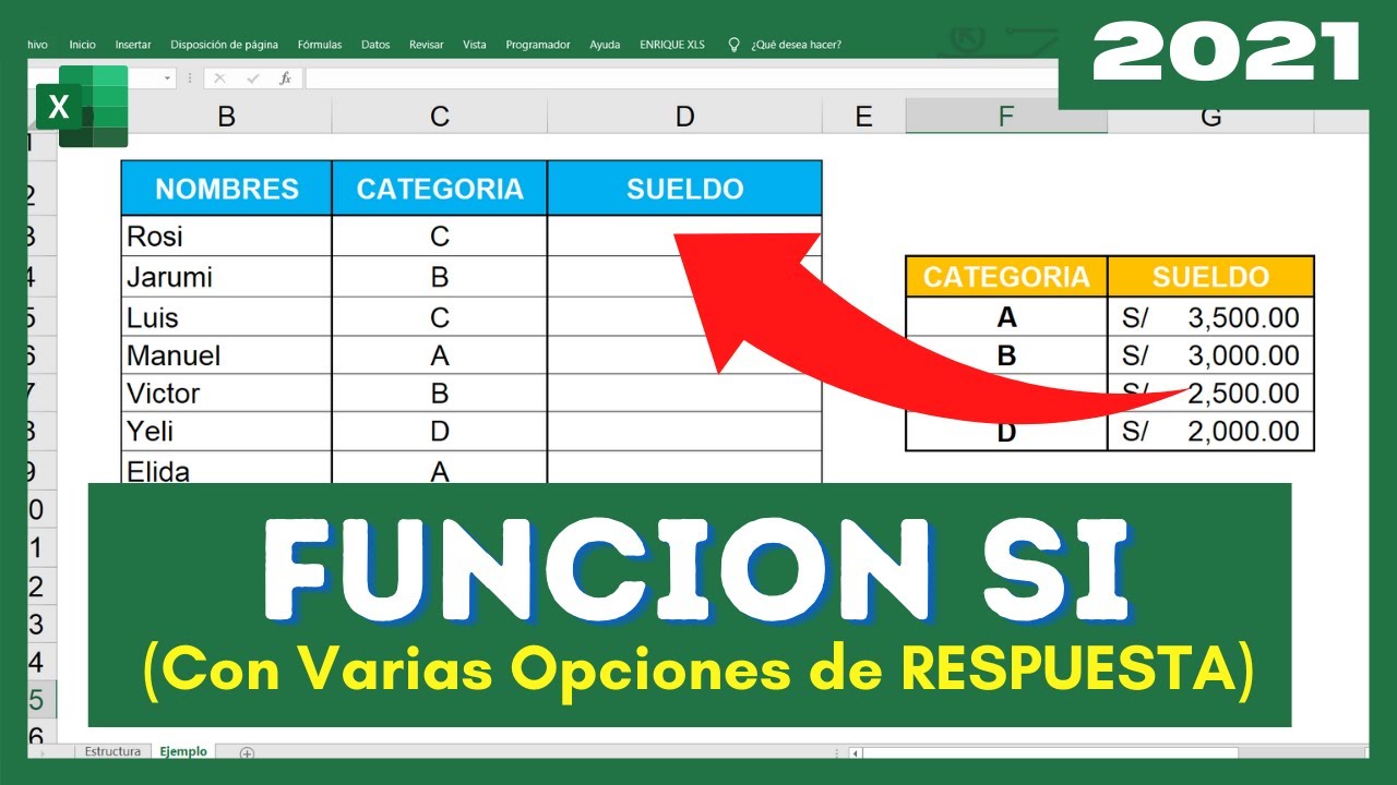 Función SI en Excel con múltiples condiciones y respuestas - Recursos Excel